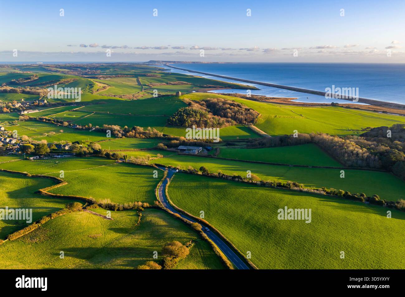 Abbotsbury, Dorset, UK. 17th November 2025. UK Weather: Aerial view of ...