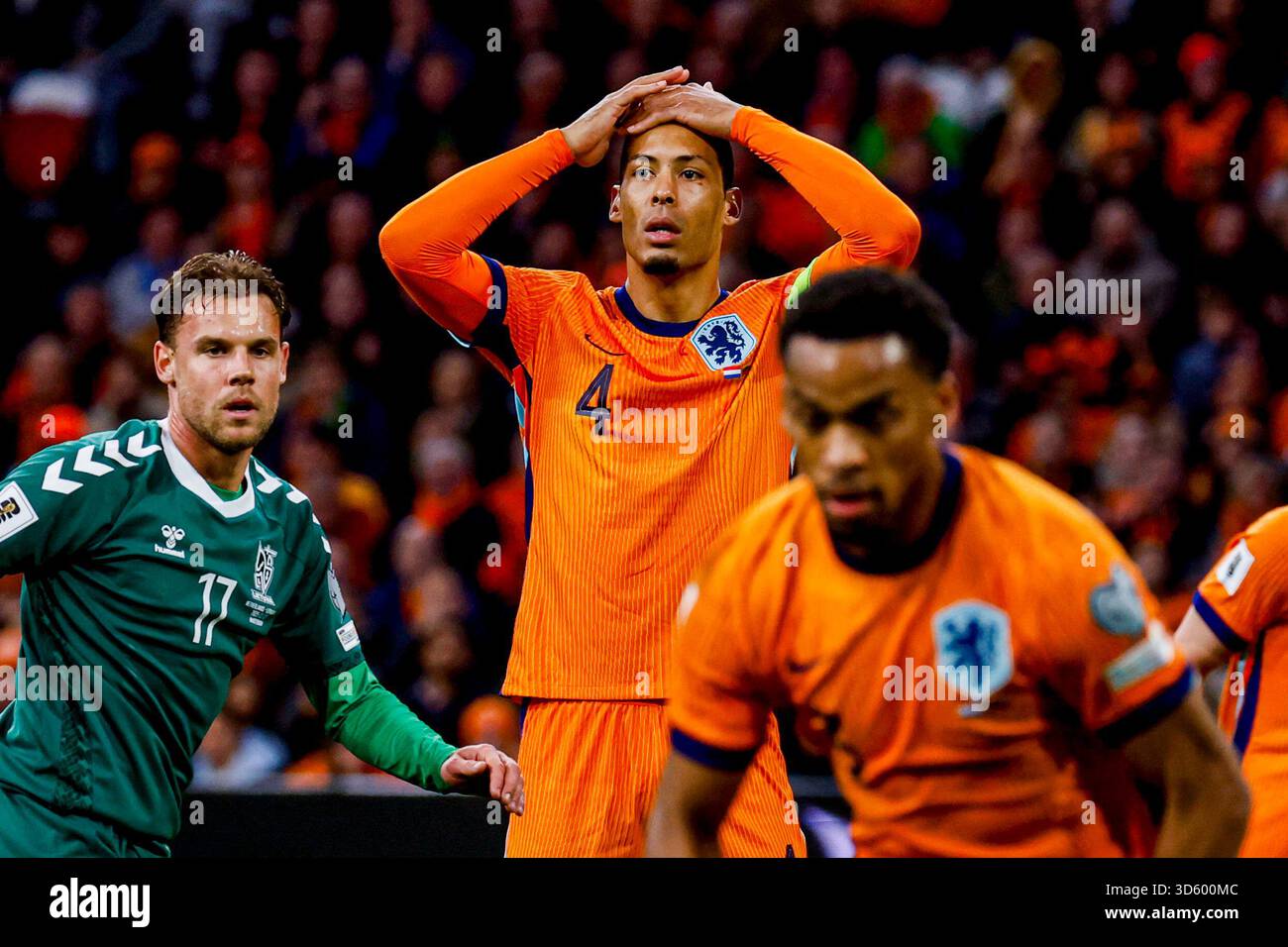Virgil van Dijk of the Netherlands looks dejected during the FIFA World ...