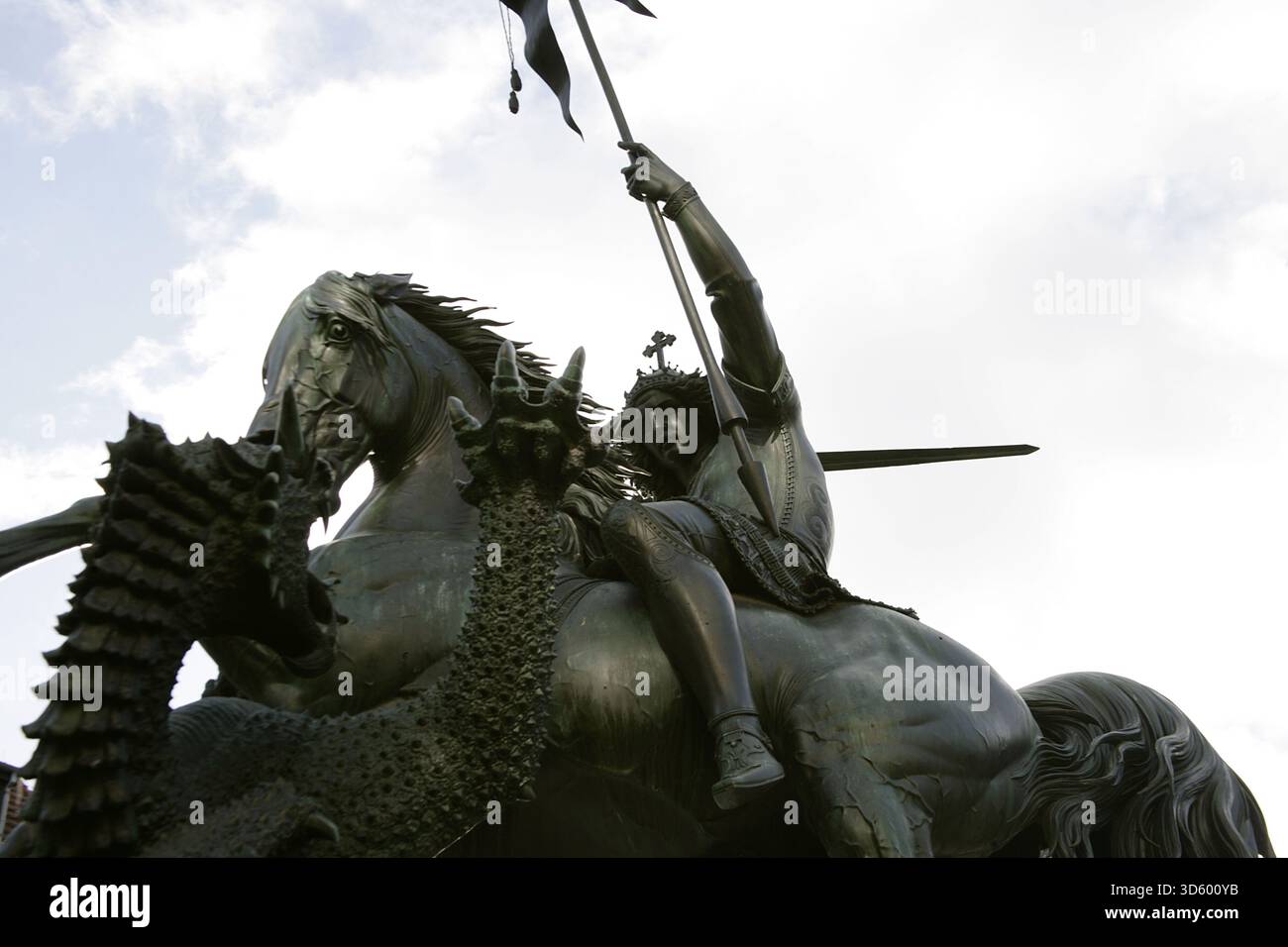 Berlin, Germany. Statue of Saint George slaying the dragon. Bronze ...