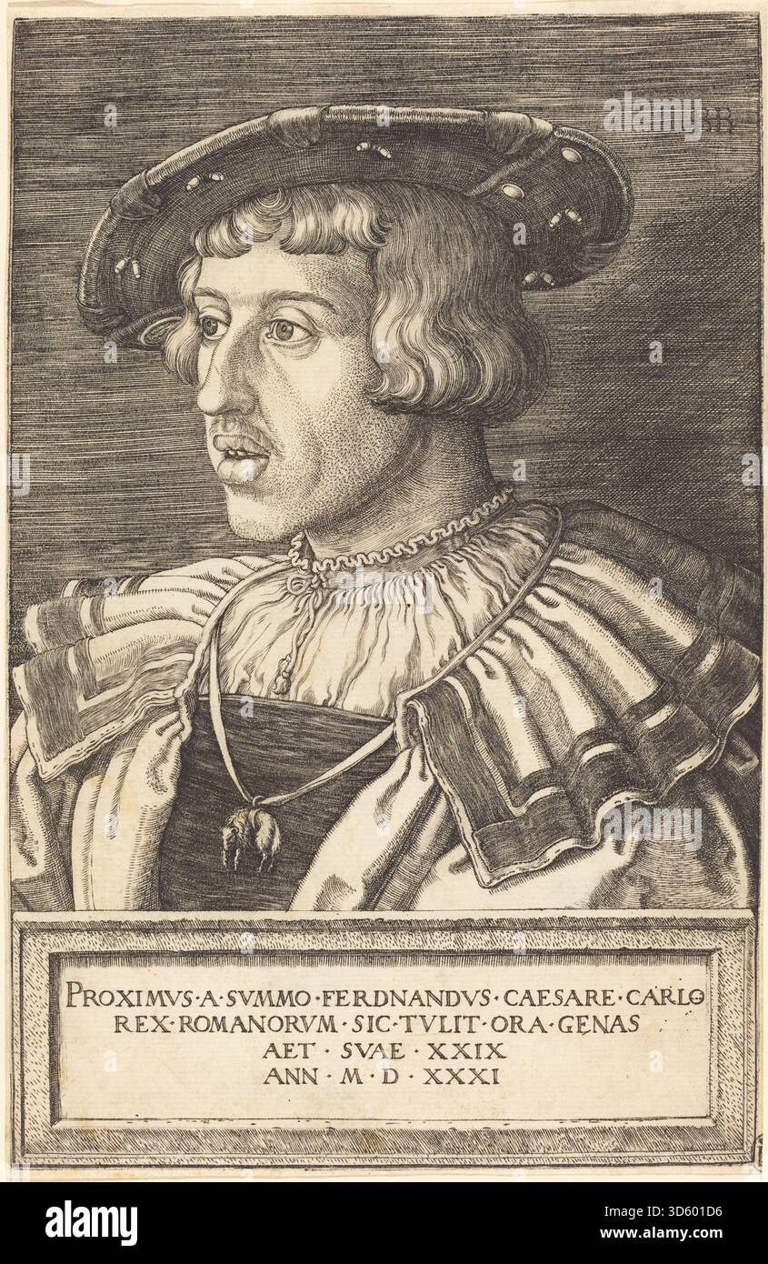 This 1531 portrait engraving by Barthel Beham depicts Emperor Ferdinand ...