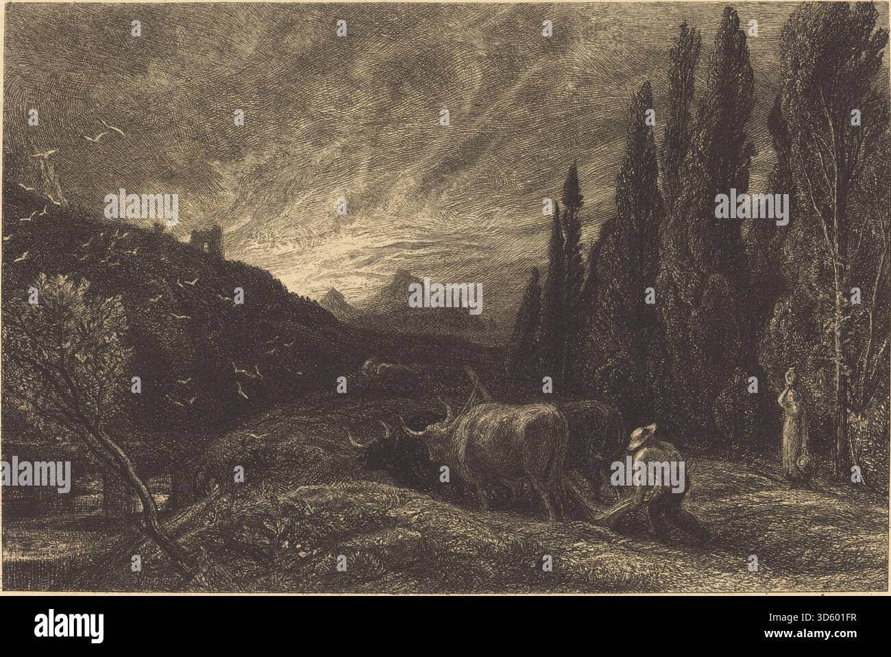 A painting by Samuel Palmer created in or before 1861 showing an early ...