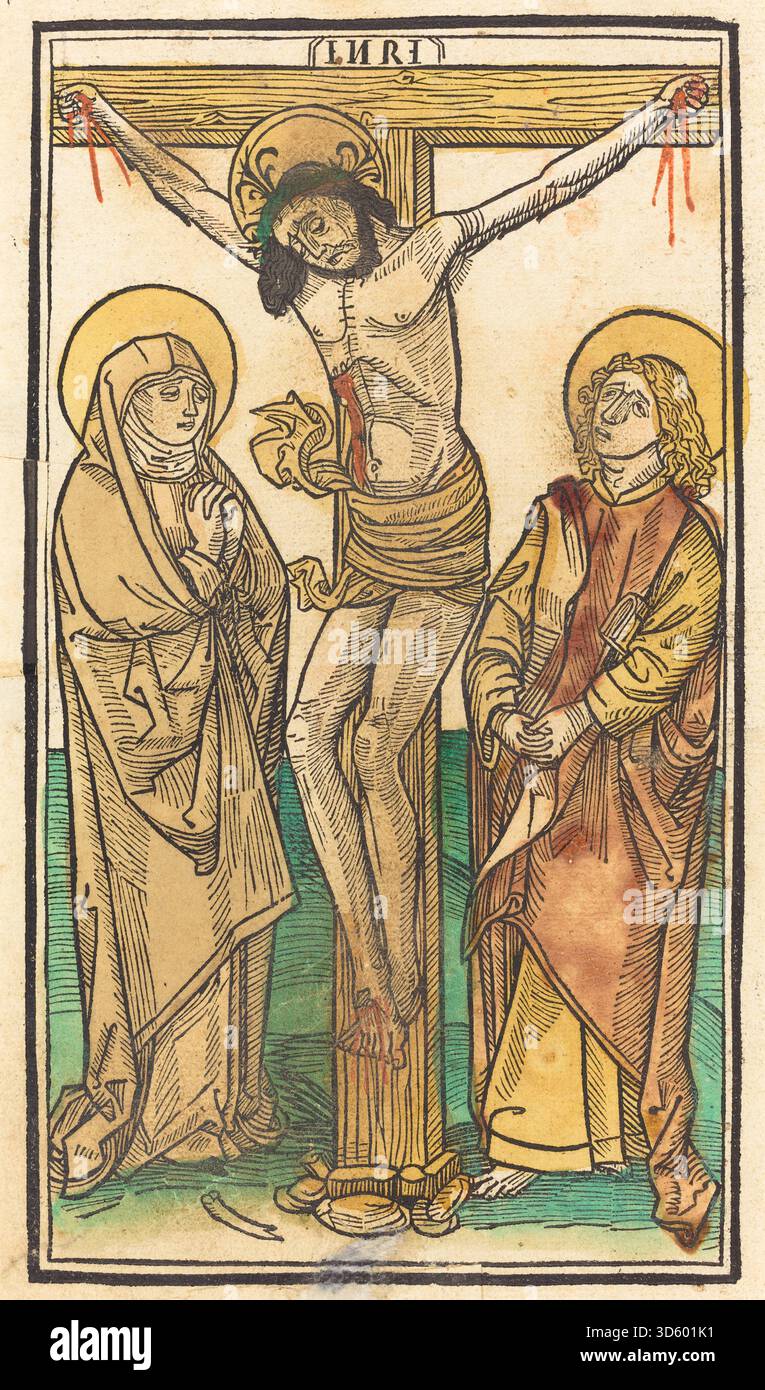This German Gothic painting from circa 1485 depicts Christ on the cross ...