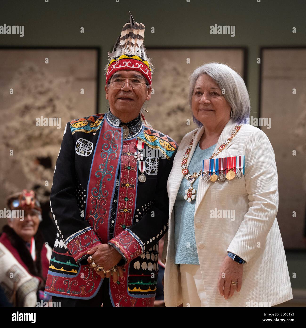 Gov. Gen. Mary Simon stands with Hereditary Chief Stephen Augustine ...
