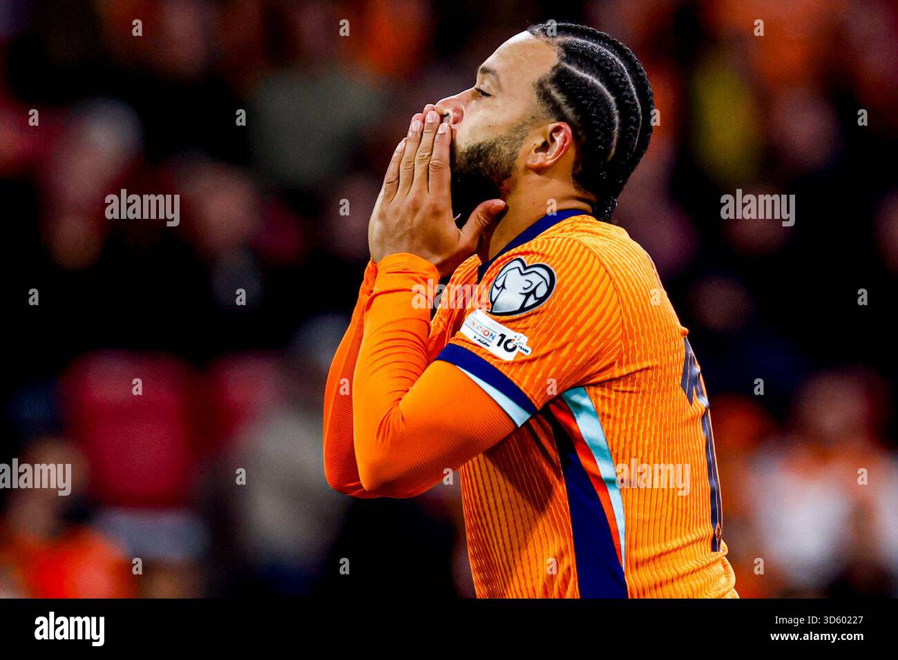 Memphis Depay of the Netherlands looks on during the FIFA World Cup ...