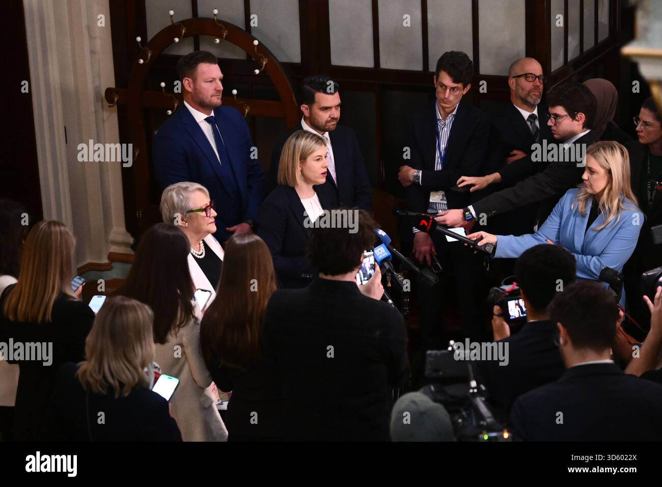 Incoming Victorian Opposition Leader Jess Wilson (centre) speaks ...