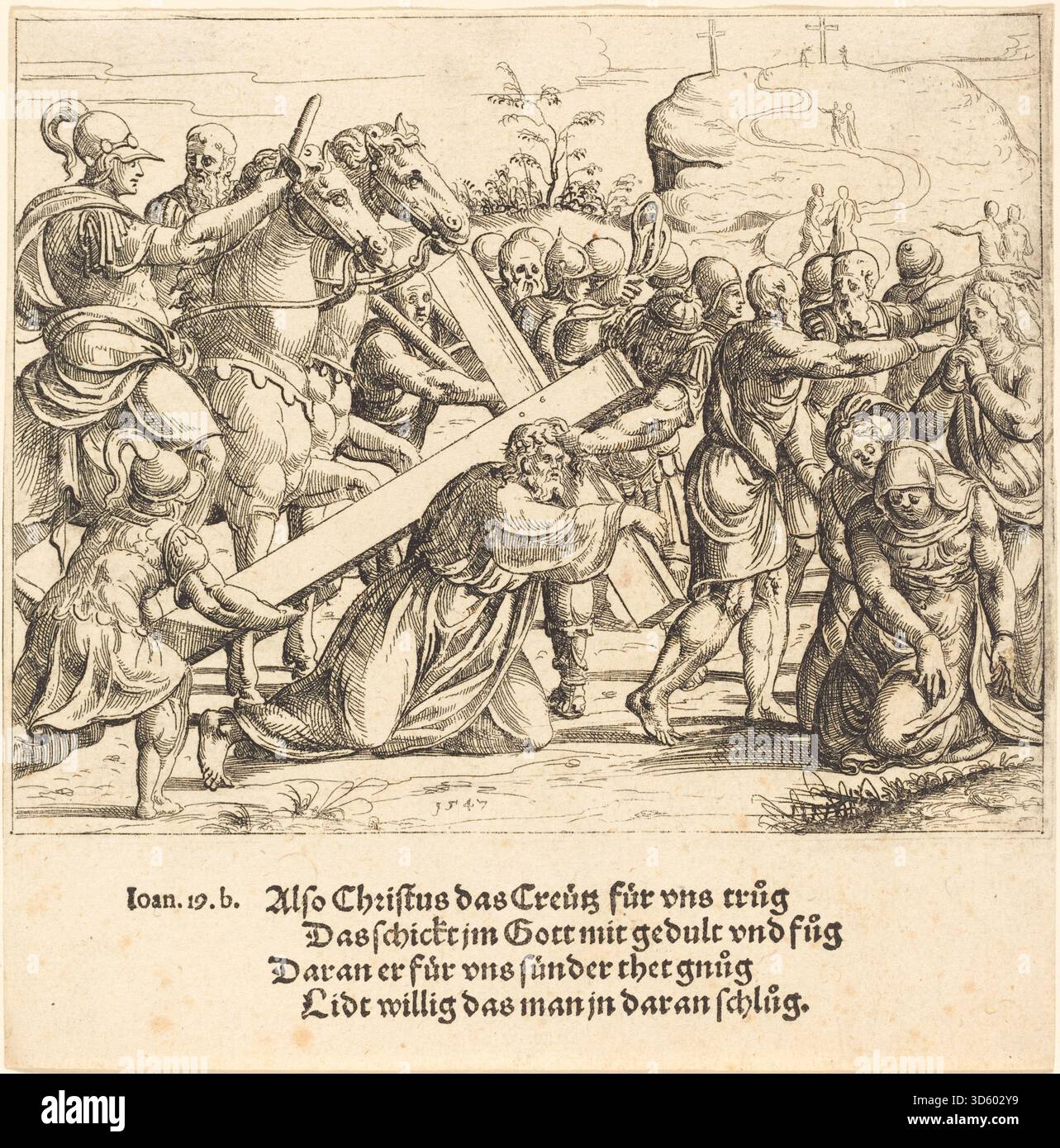 This 1547 painting by Hirschvogel depicts Christ carrying the cross on ...
