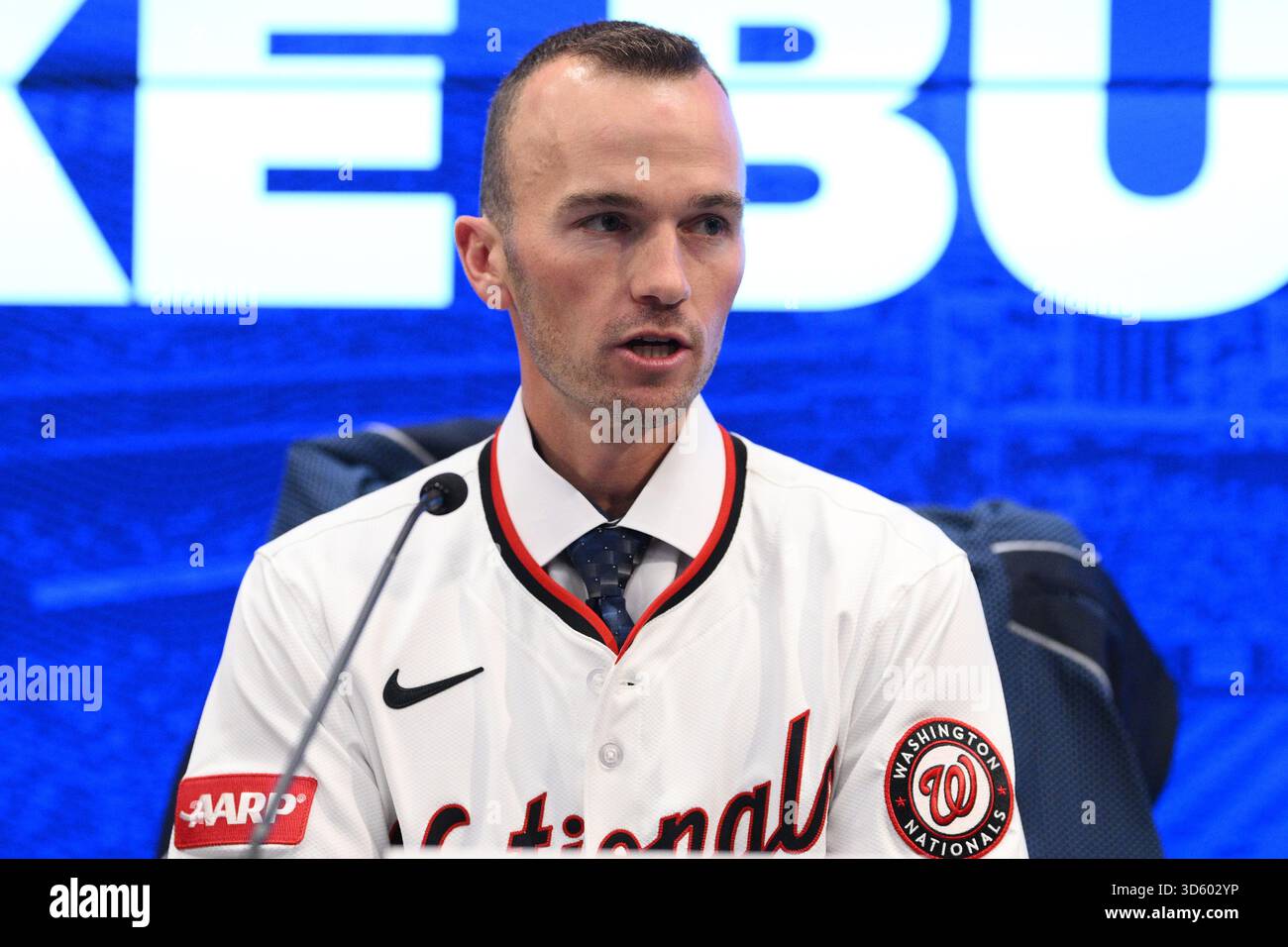 New Washington Nationals Manager Blake Butera speaks during a baseball ...