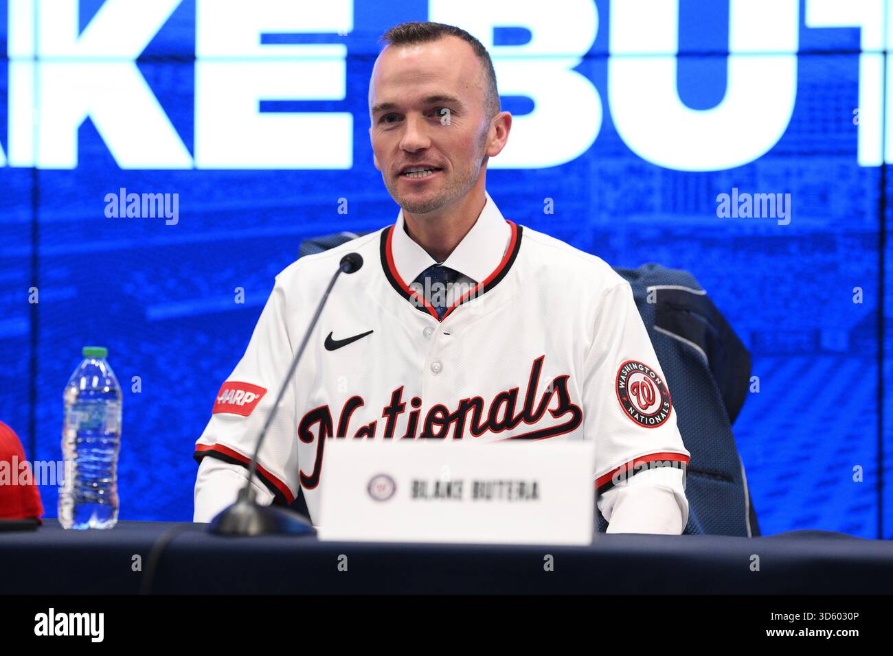 New Washington Nationals Manager Blake Butera speaks during a baseball ...