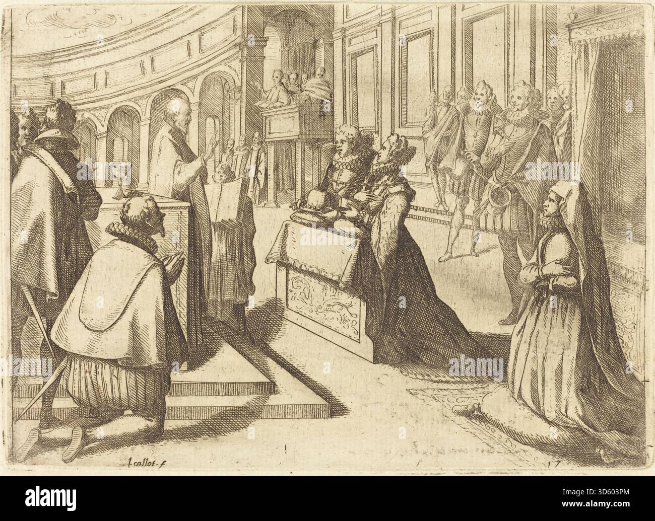 A 1612 etching by Jacques Callot depicting the marriage ceremony of ...