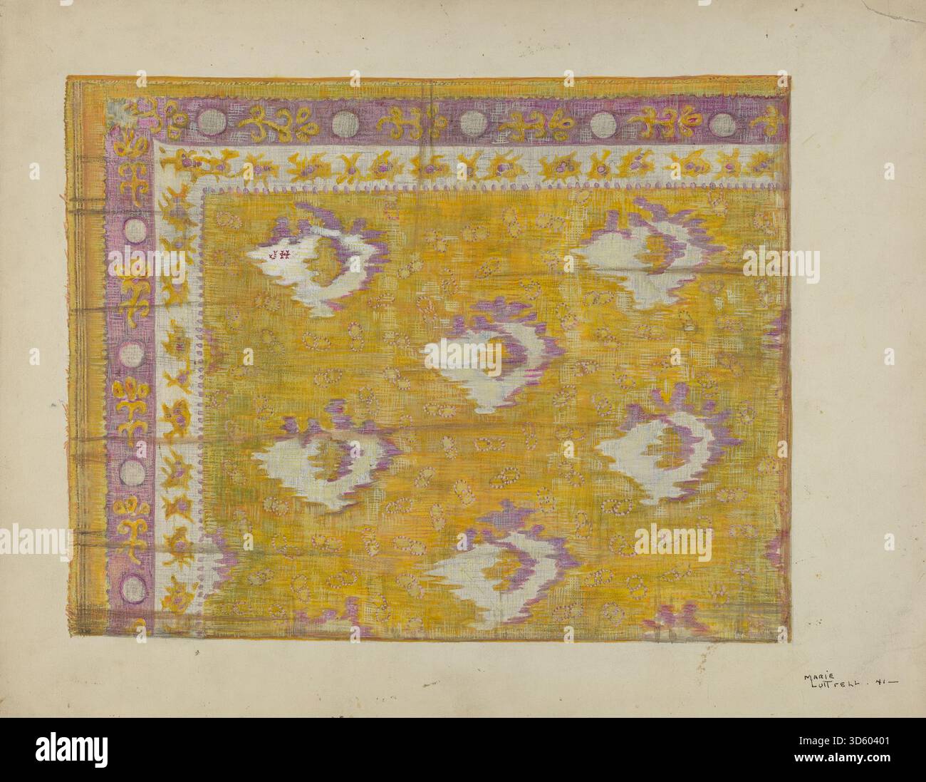 This 1941 silk scarf by Marie Lutrell features printed patterns, smooth ...