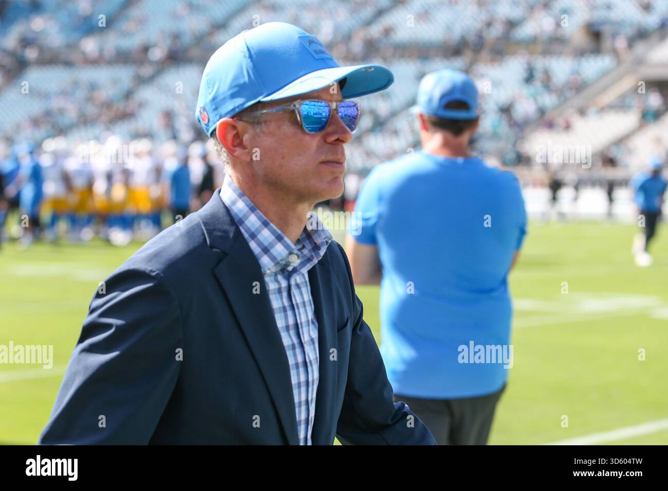 Los Angeles Chargers president of football operations John Spanos walks ...
