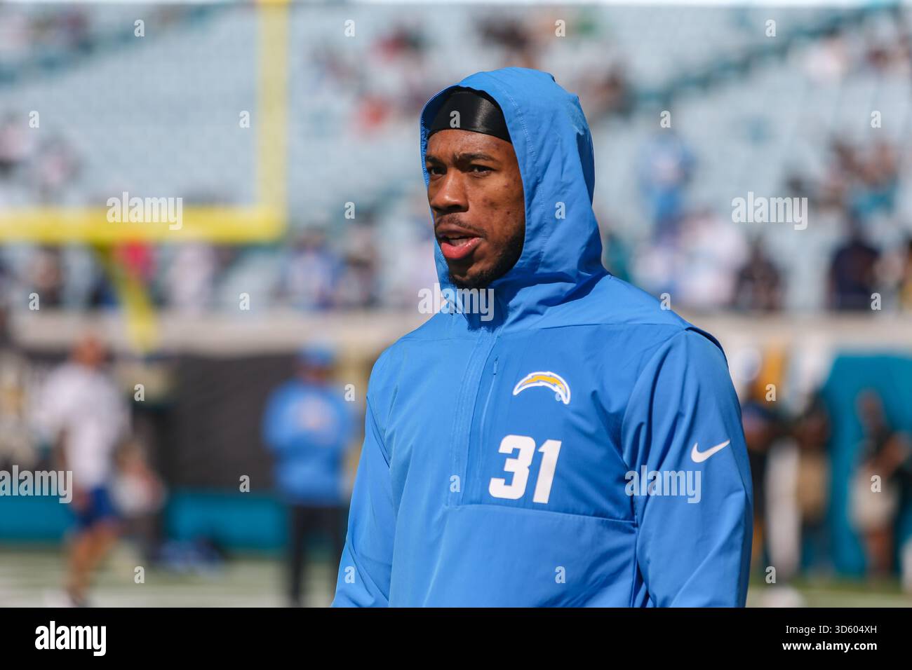 Los Angeles Chargers safety Marcus Williams warms up before an NFL ...