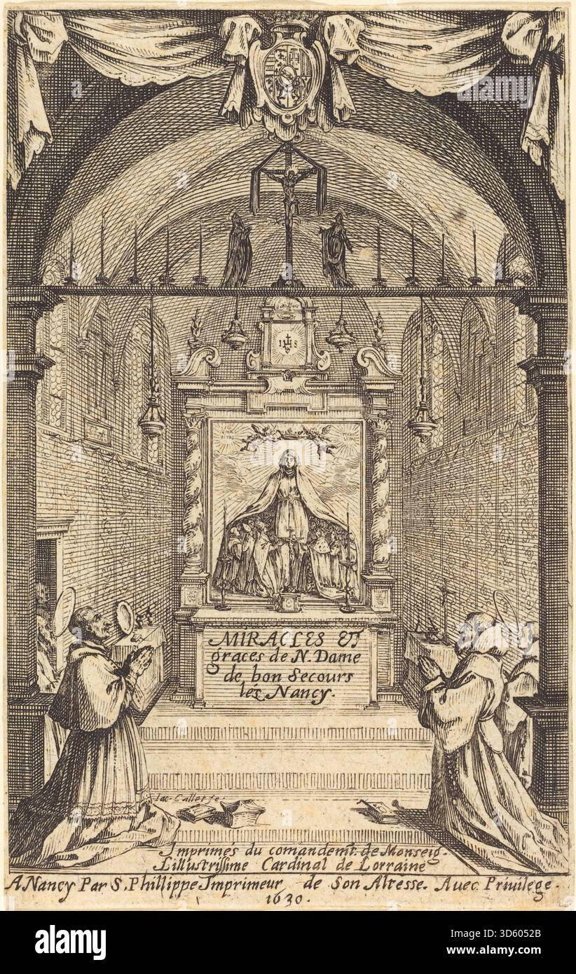 Engraving by Jacques Callot depicting miracles and graces of Our Lady ...