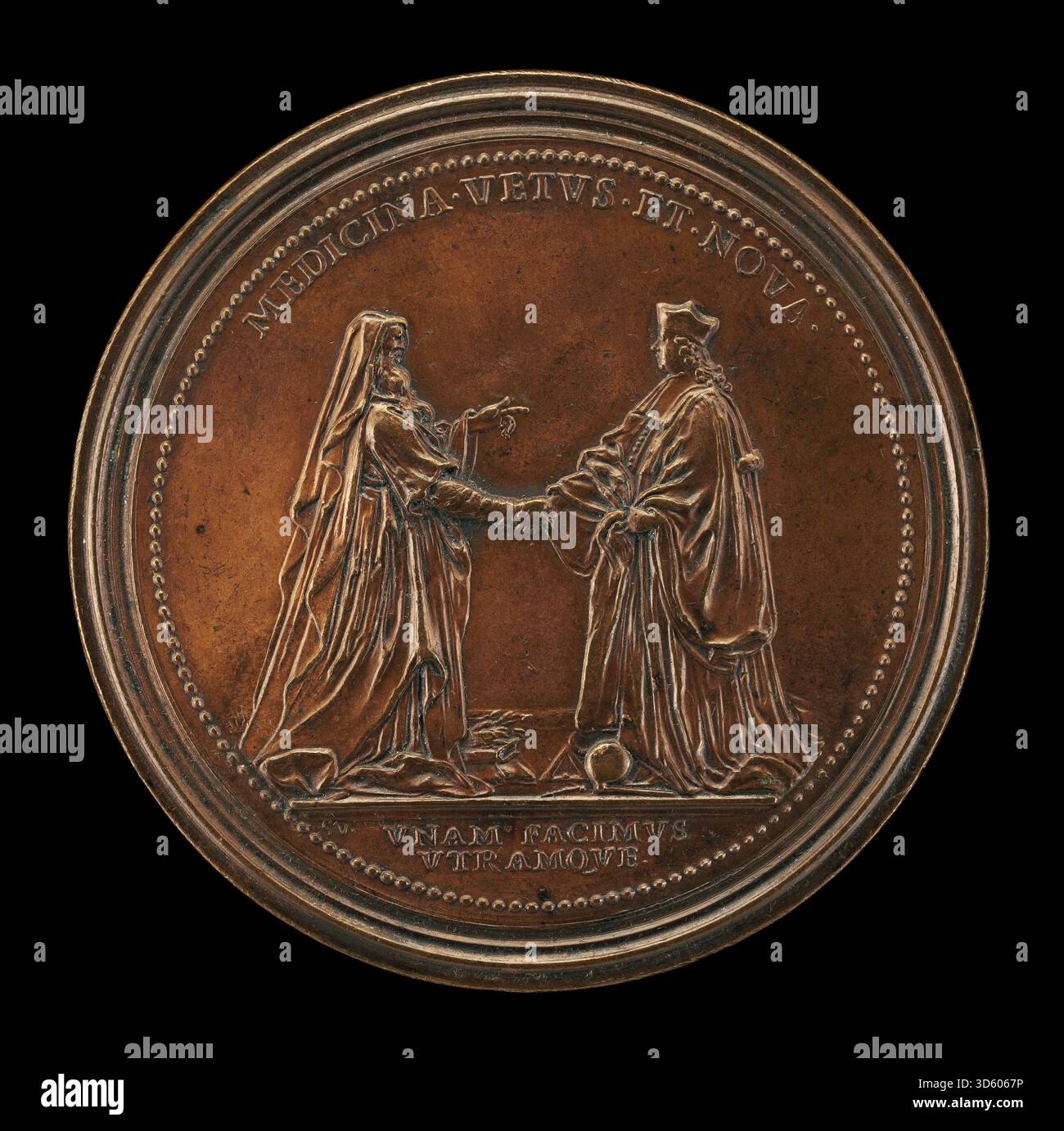 A medal by Ferdinand de Saint Urbain dated 1728, depicting Hippocrates ...