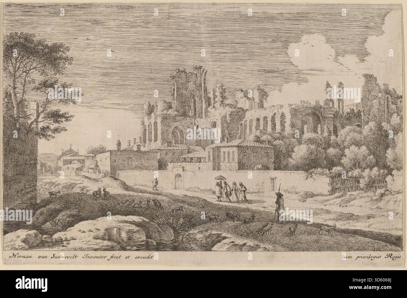 This painting by Herman van Swanevelt shows a landscape with ...