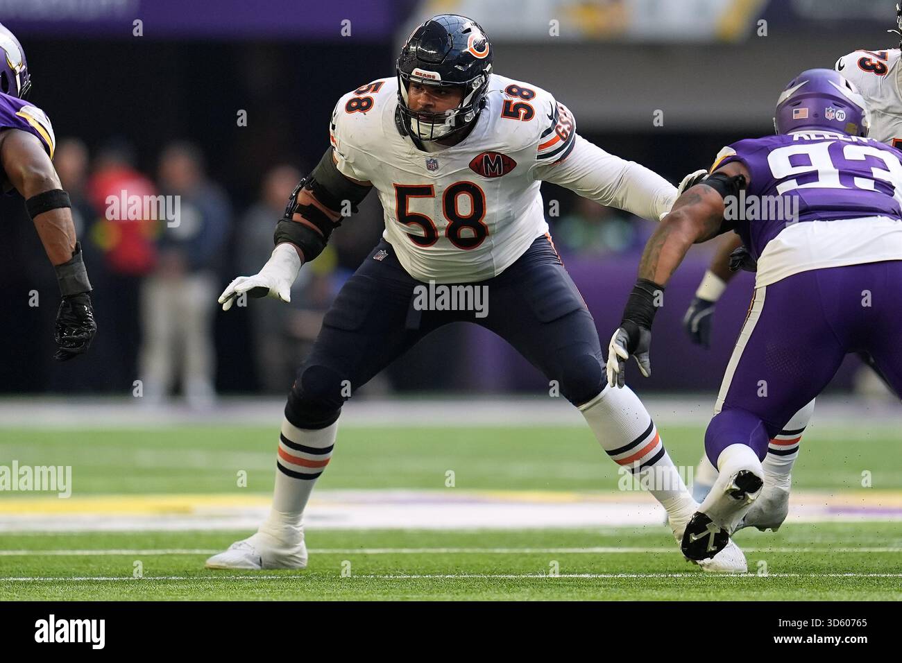 Chicago Bears offensive tackle Darnell Wright (58) in action during the ...