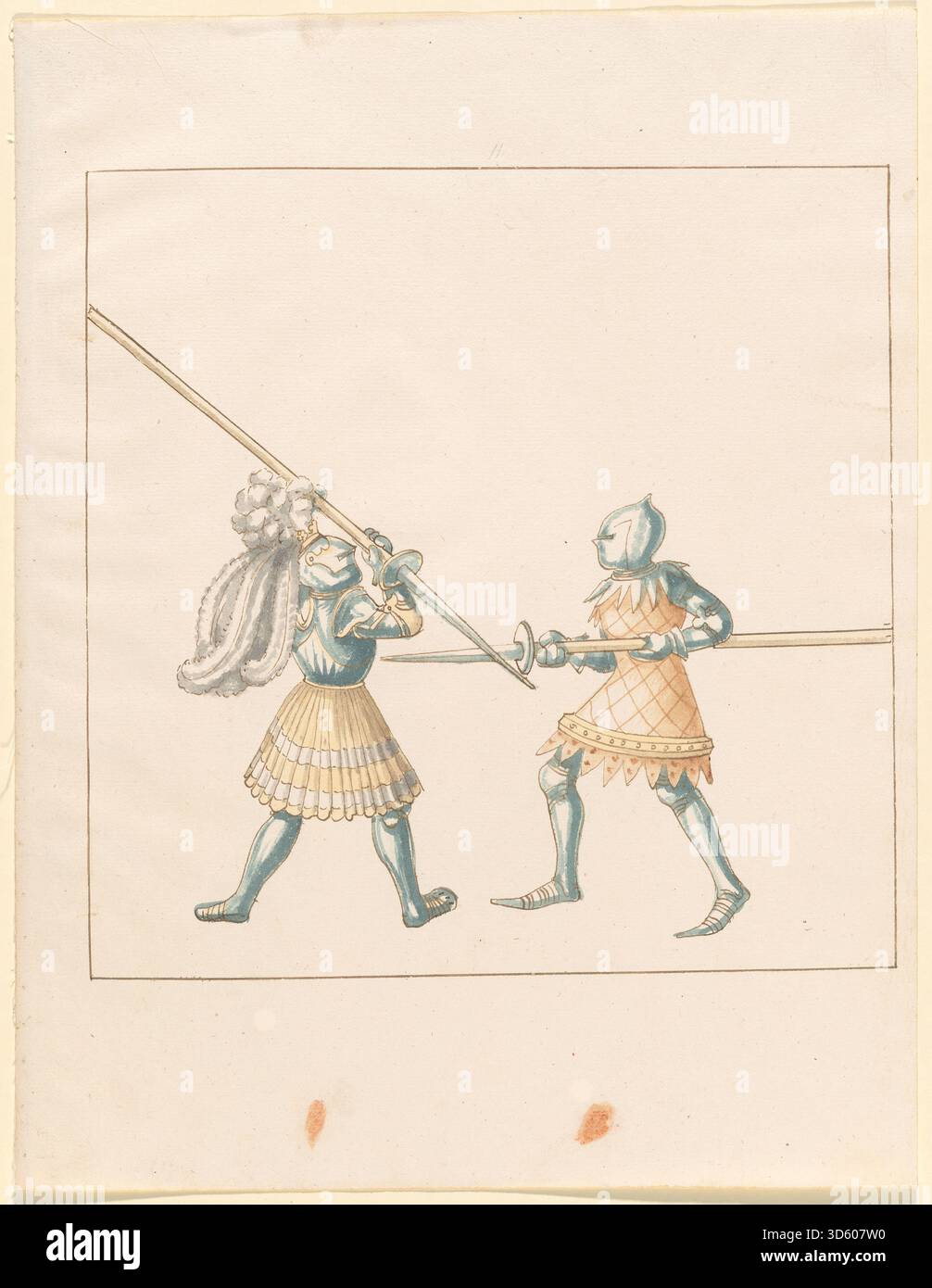 This 16th-century German illuminated manuscript depicts foot combats ...