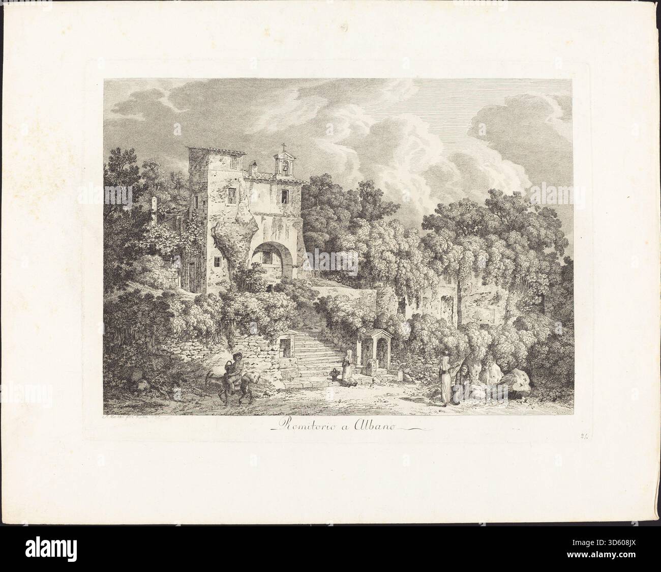 Jacob Wilhelm Mechau's 1785 painting of Romitorio at Albano depicting ...