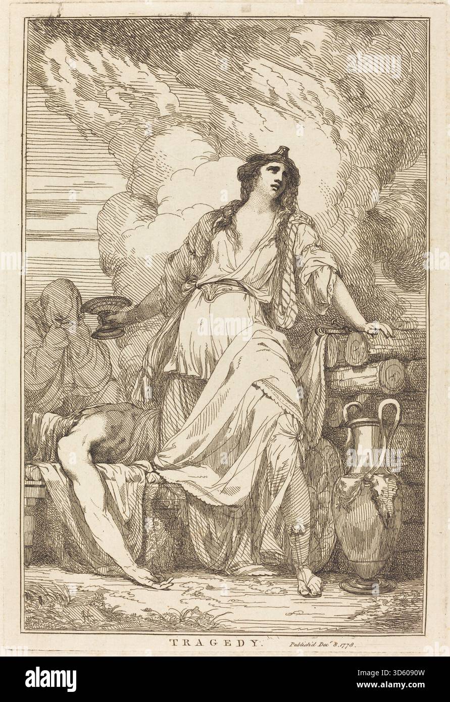 The painting 'Tragedy' by John Hamilton Mortimer, 1778, depicts a ...