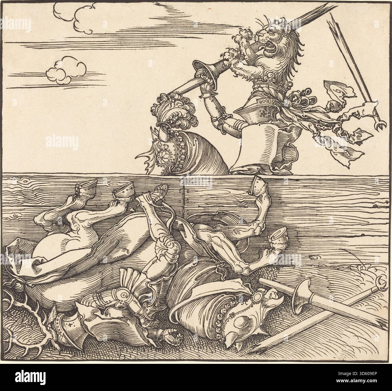 Albrecht Dürer's circa 1526 drawing depicts an Italian joust, showing ...