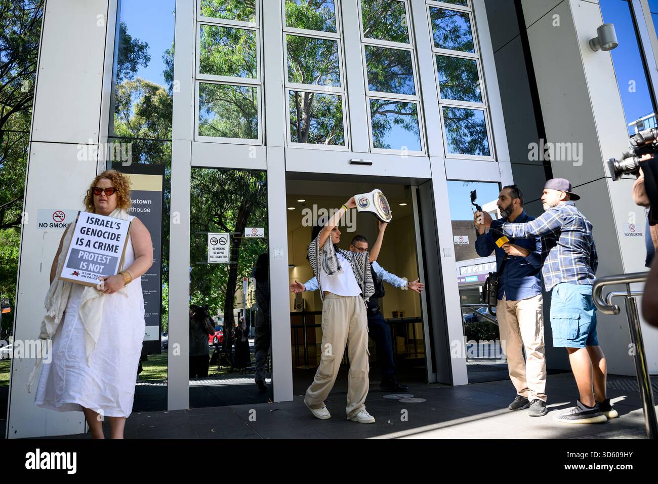 Supporters for Hannah Thomas protest outside Bankstown Local Court, in ...
