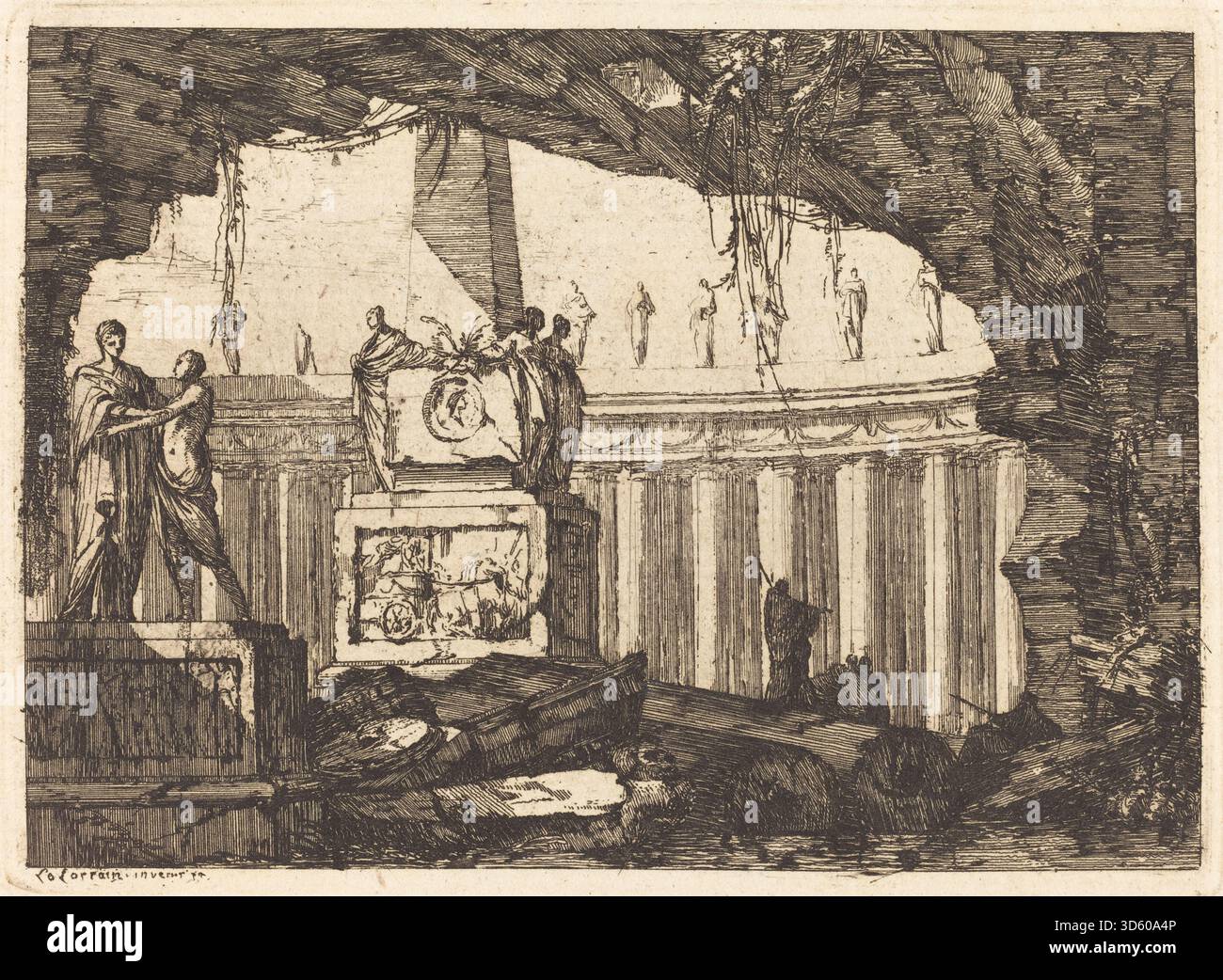 Drawing by Louis Joseph Le Lorrain, 1750, depicting an architectural ...