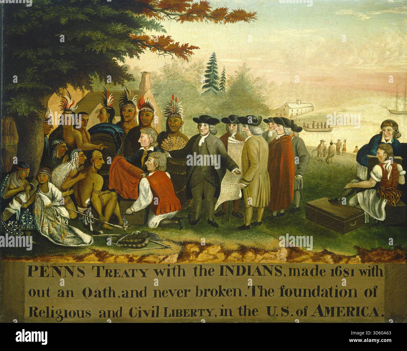 This painting by Edward Hicks, created between 1840 and 1844, depicts ...