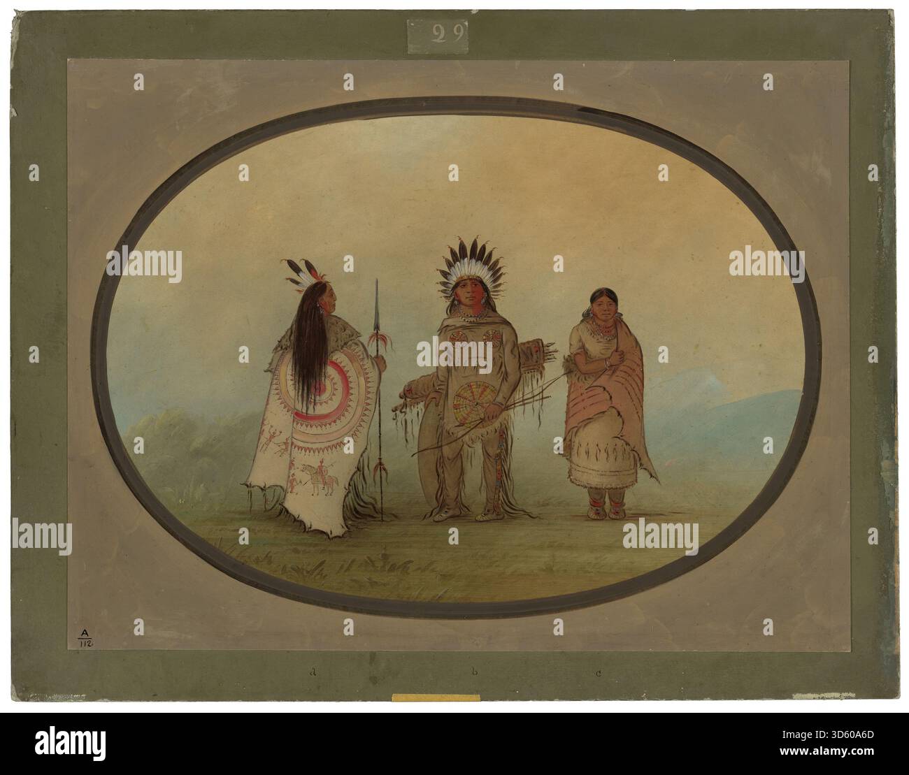 George Catlin's 1855–1869 painting depicts a Crow chief, a warrior, and ...