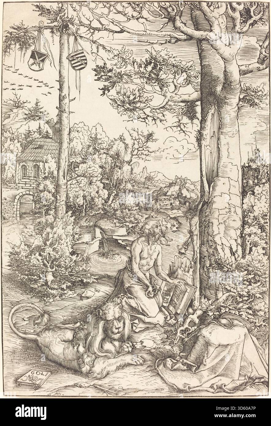 Painting by Lucas Cranach the Elder from 1509 depicting Saint Jerome in ...