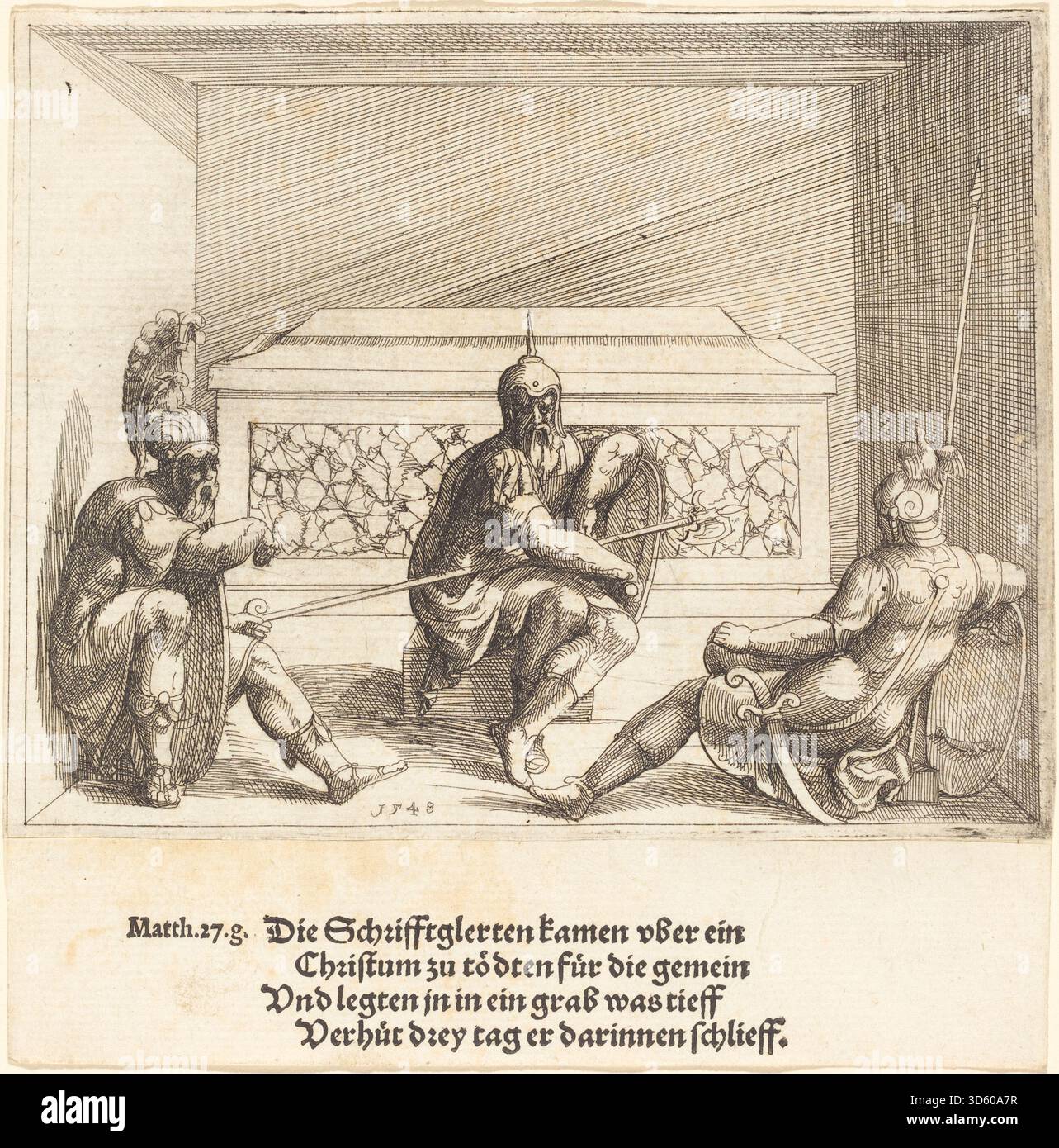Hirschvogel's 1548 artwork depicts Christ in the tomb after crucifixion ...