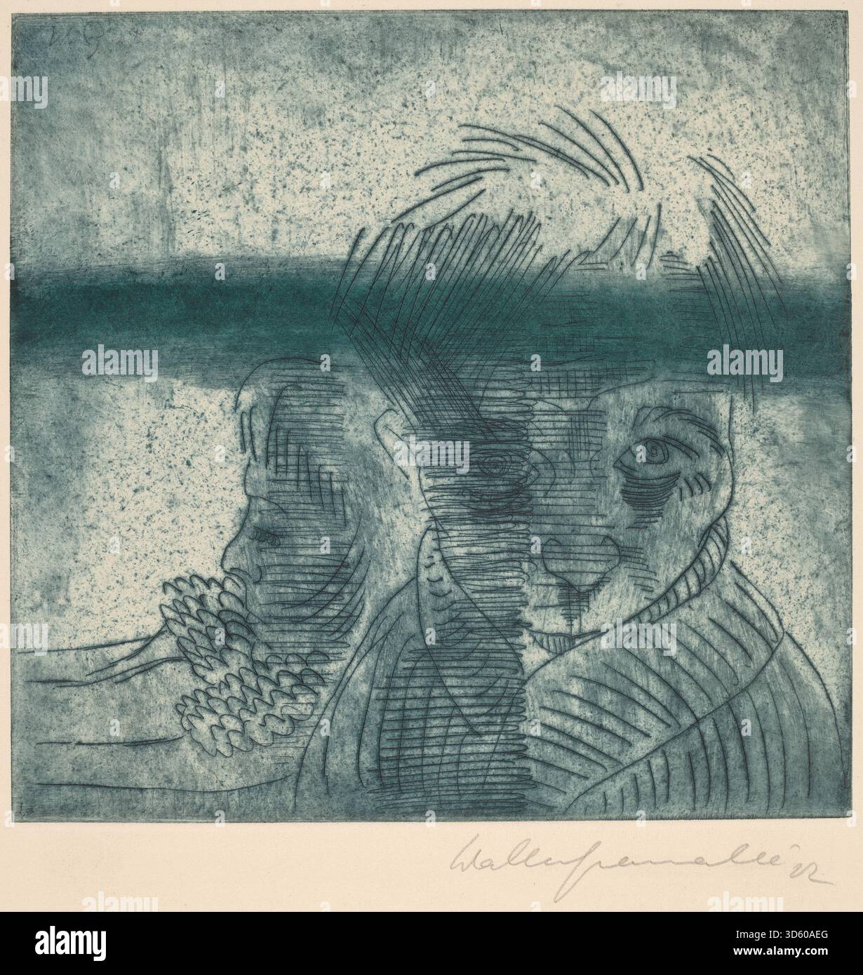 A 1922 self-portrait by Walter Gramatté with his wife, showing two ...