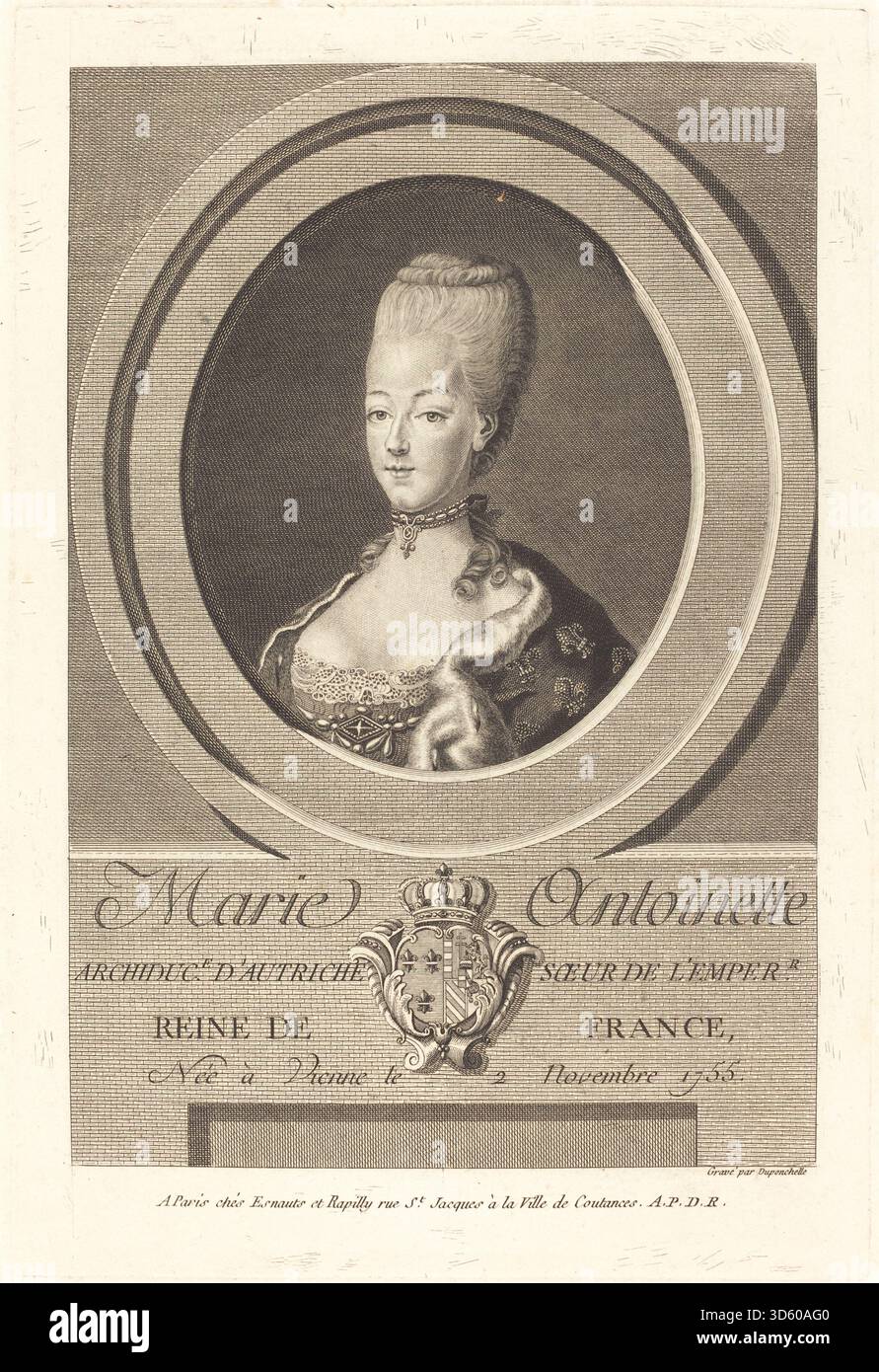 A portrait of Marie Antoinette by Charles Eugene Duponchel showing the ...
