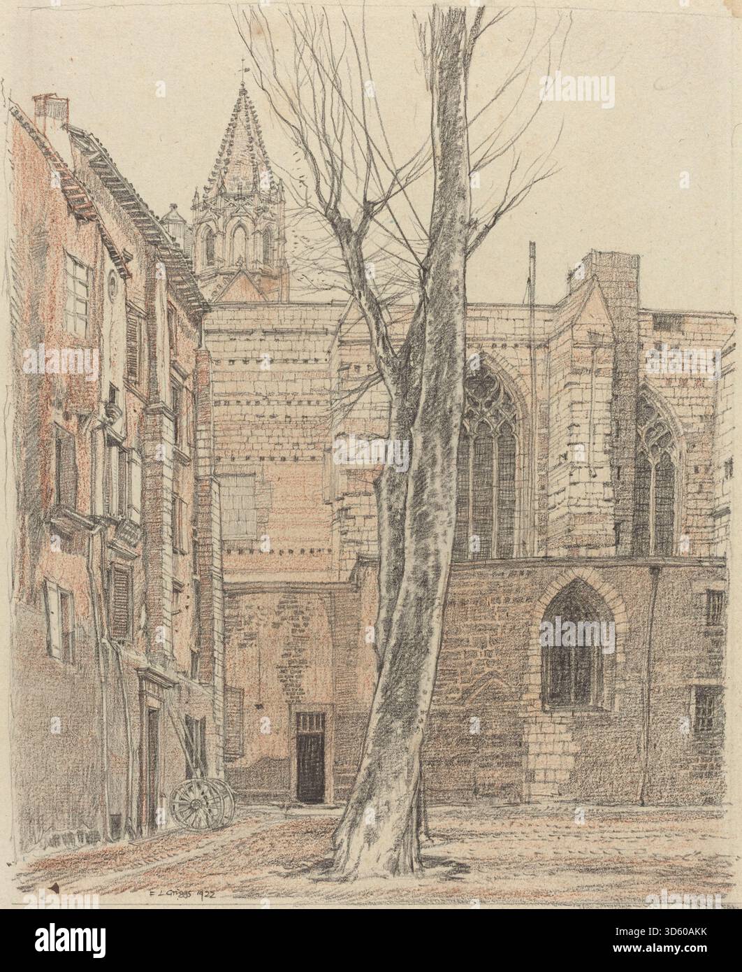 Photograph by F.L. Griggs from 1922 depicting the cloister of St ...