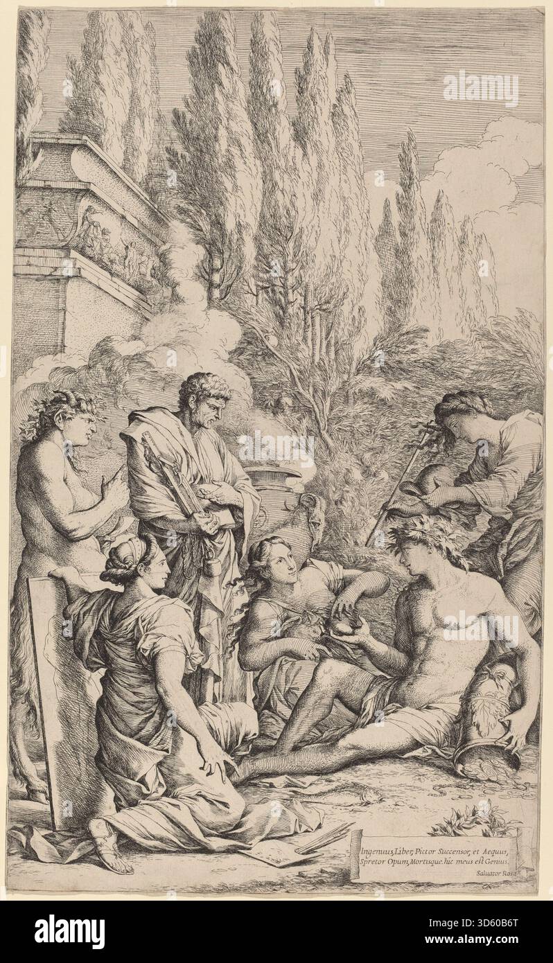 A painting by Salvator Rosa portraying the artist's genius, including ...