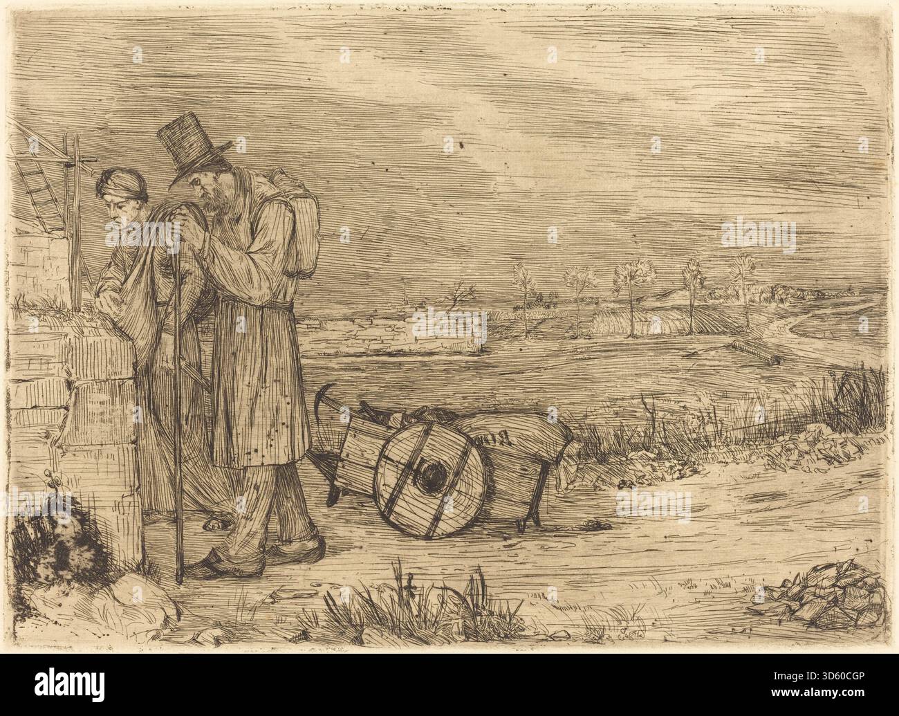 This engraving by Alphonse Legros shows a group of vagabonds in ...