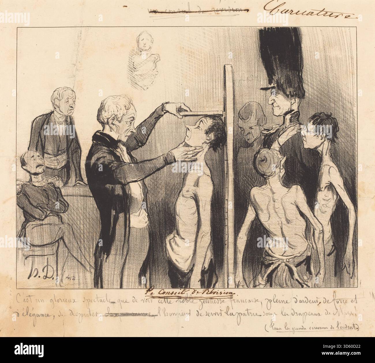This 1842 lithograph by Honoré Daumier depicts a military or civic ...