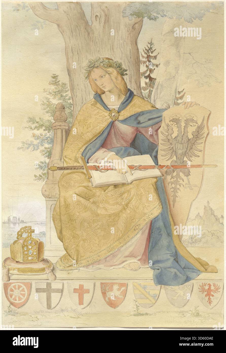 A painting by Philipp Veit created between 1833 and 1836 depicting ...