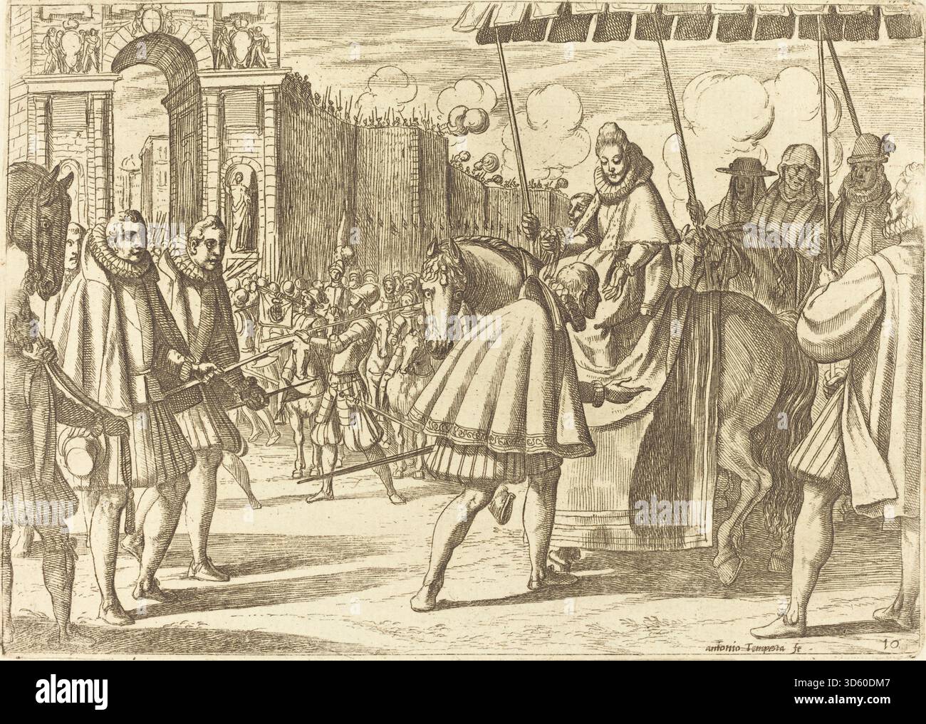 Engraving by Antonio Tempesta, 1612, depicting Margaret of Austria’s ...