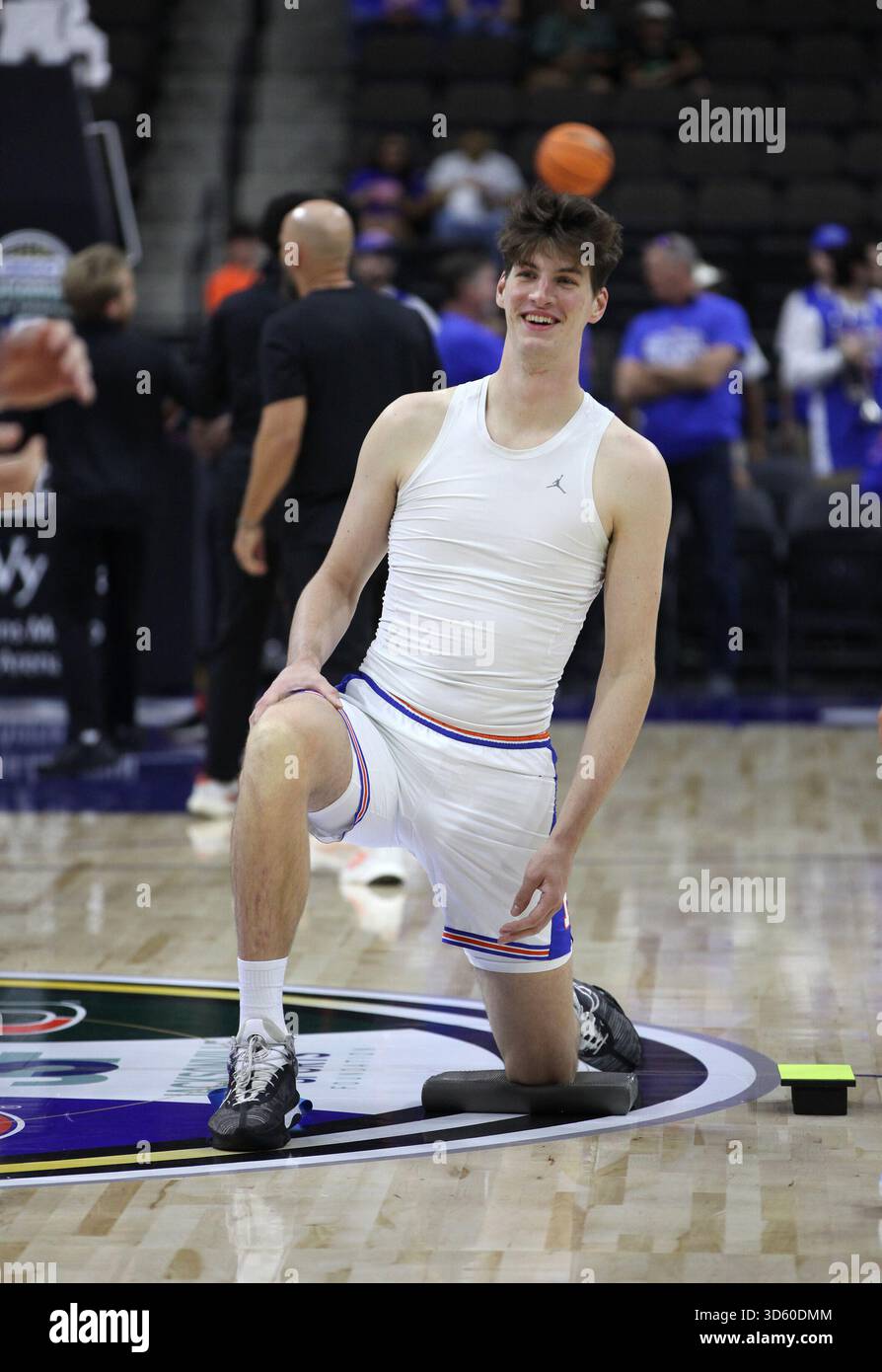 Florida's Olivier Rioux, (32), warms up before they take on Miami ...