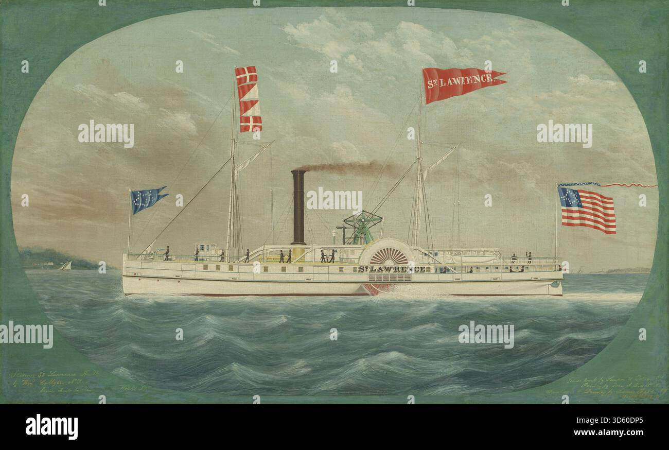 Painting by James Bard, 1850, depicting the steamer St. Lawrence on ...