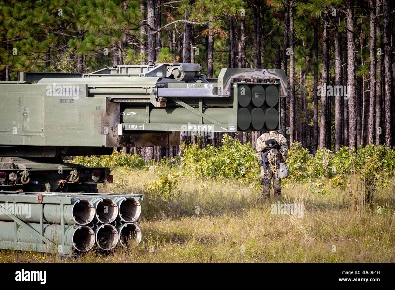 A High Mobility Artillery Rocket System (HIMARS) attached to the 3-27 ...