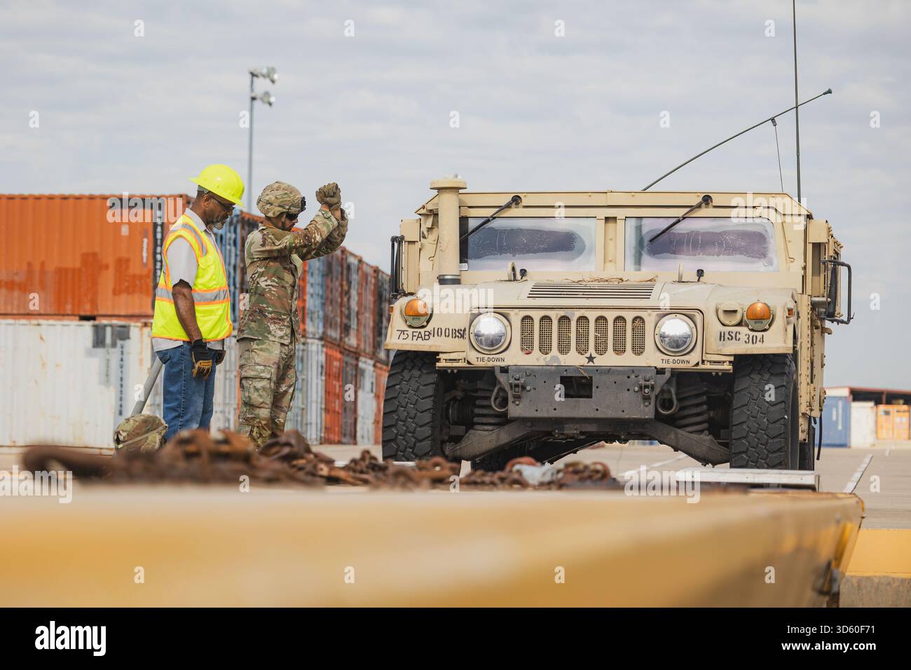 Soldiers assigned to 75th Field Artillery Brigade conduct rail load ...