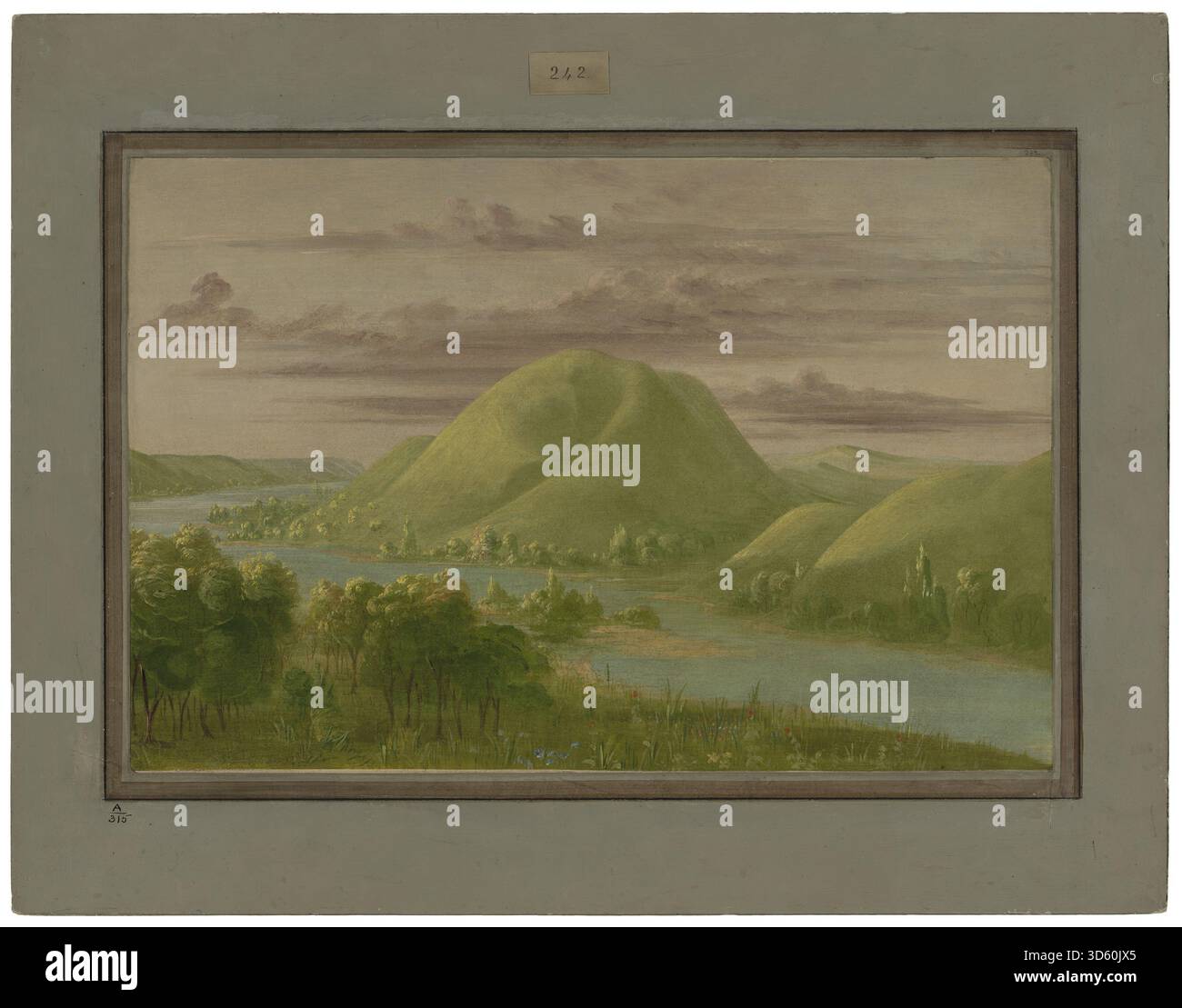 Painting by George Catlin depicting the Curious Grassy Bluffs along the ...