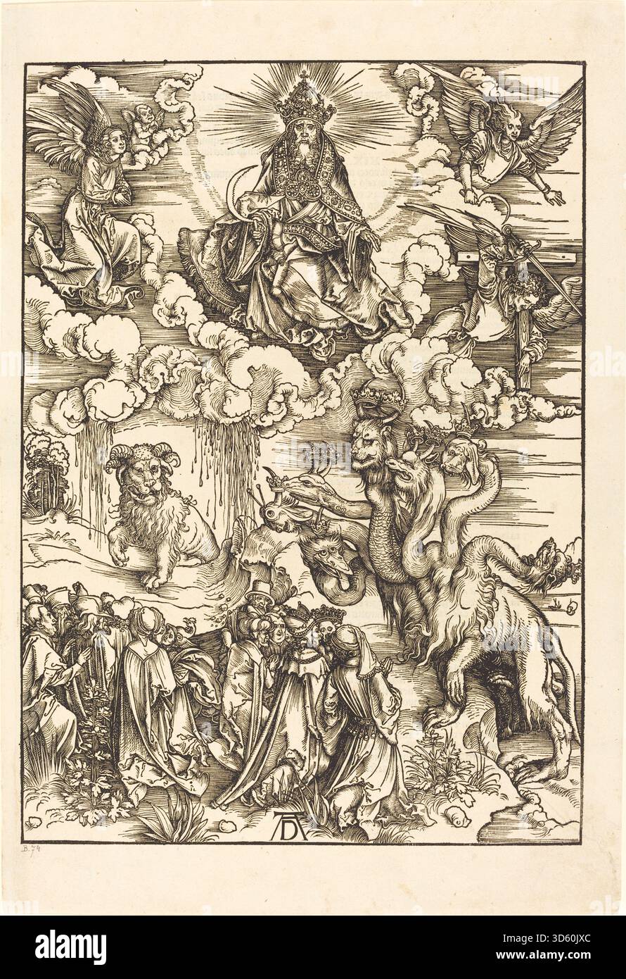 This 1498 engraving by Albrecht Dürer depicts the Beast with Two Horns ...