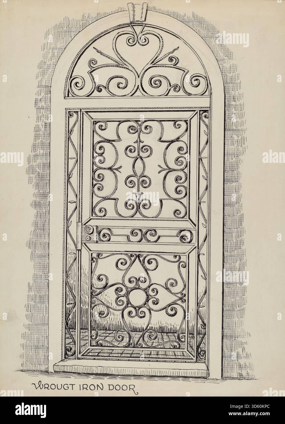 Wrought Iron Door, circa 1936, by Al Curry is a metal door featuring ...