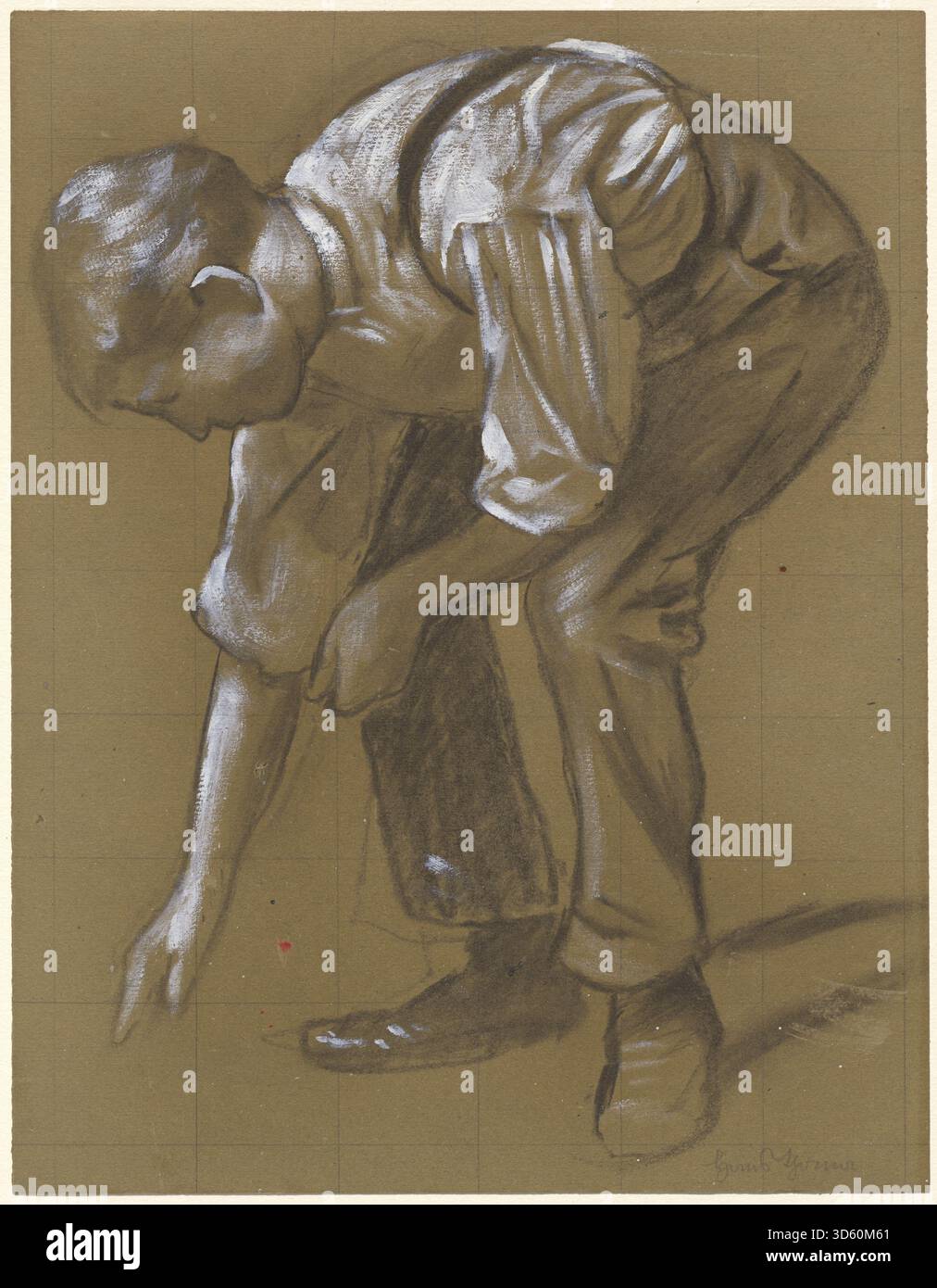 This painting by Hans Thoma, dated 1886, depicts a man bending over ...