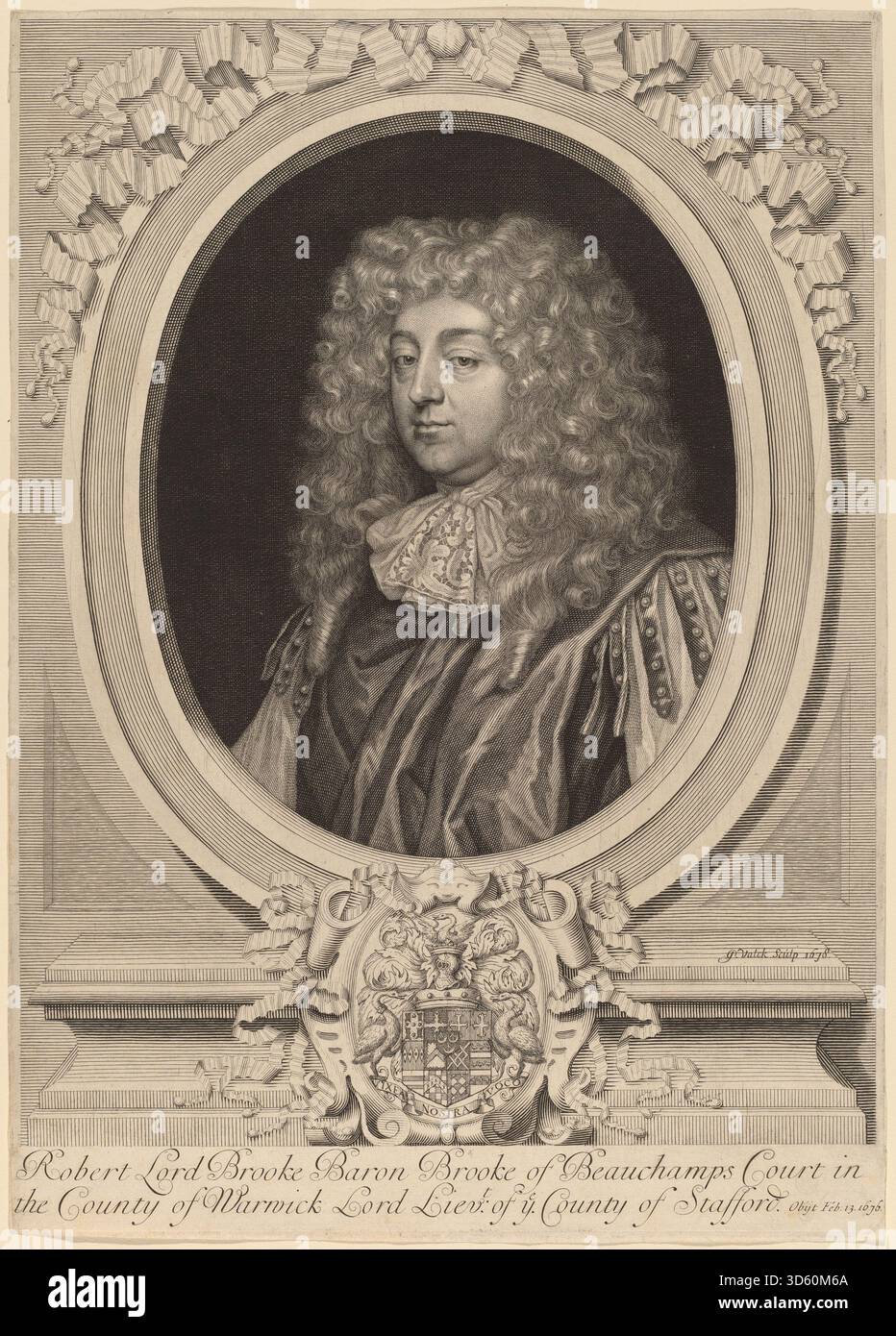 Engraving by Gerard Valck of Robert Greville, Lord Brooke, from 1678 ...