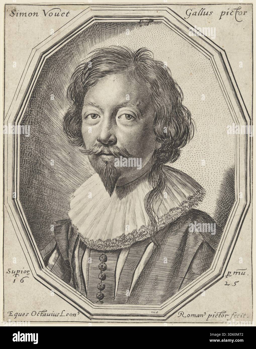 Portrait by Ottavio Leoni, 1625, depicting French painter Simon Vouet ...