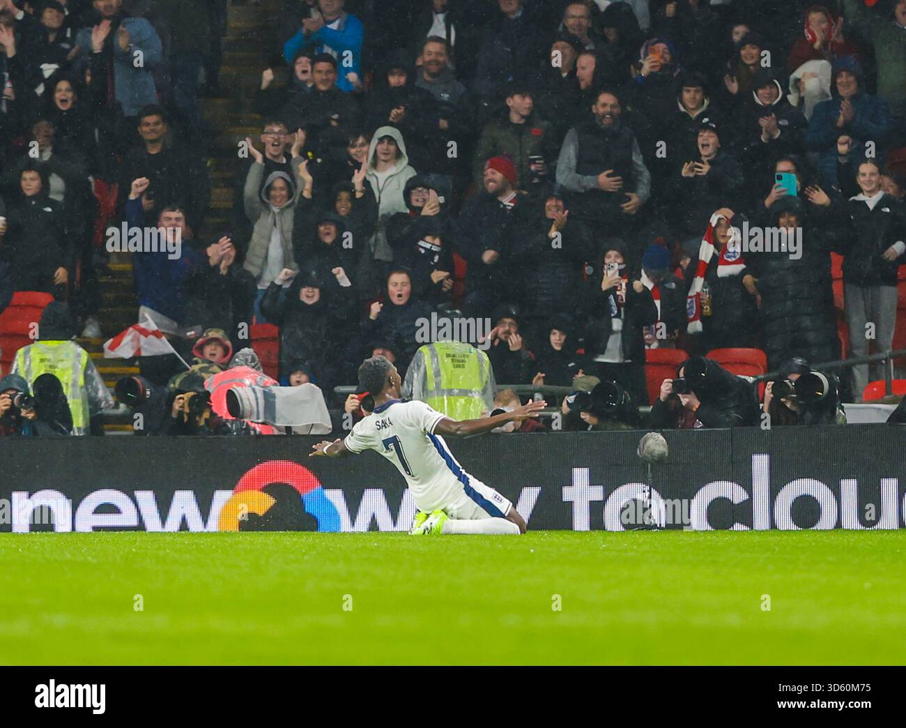 London, UK. 13th Nov, 2025. England's Bukayo Saka celebrating his goal ...