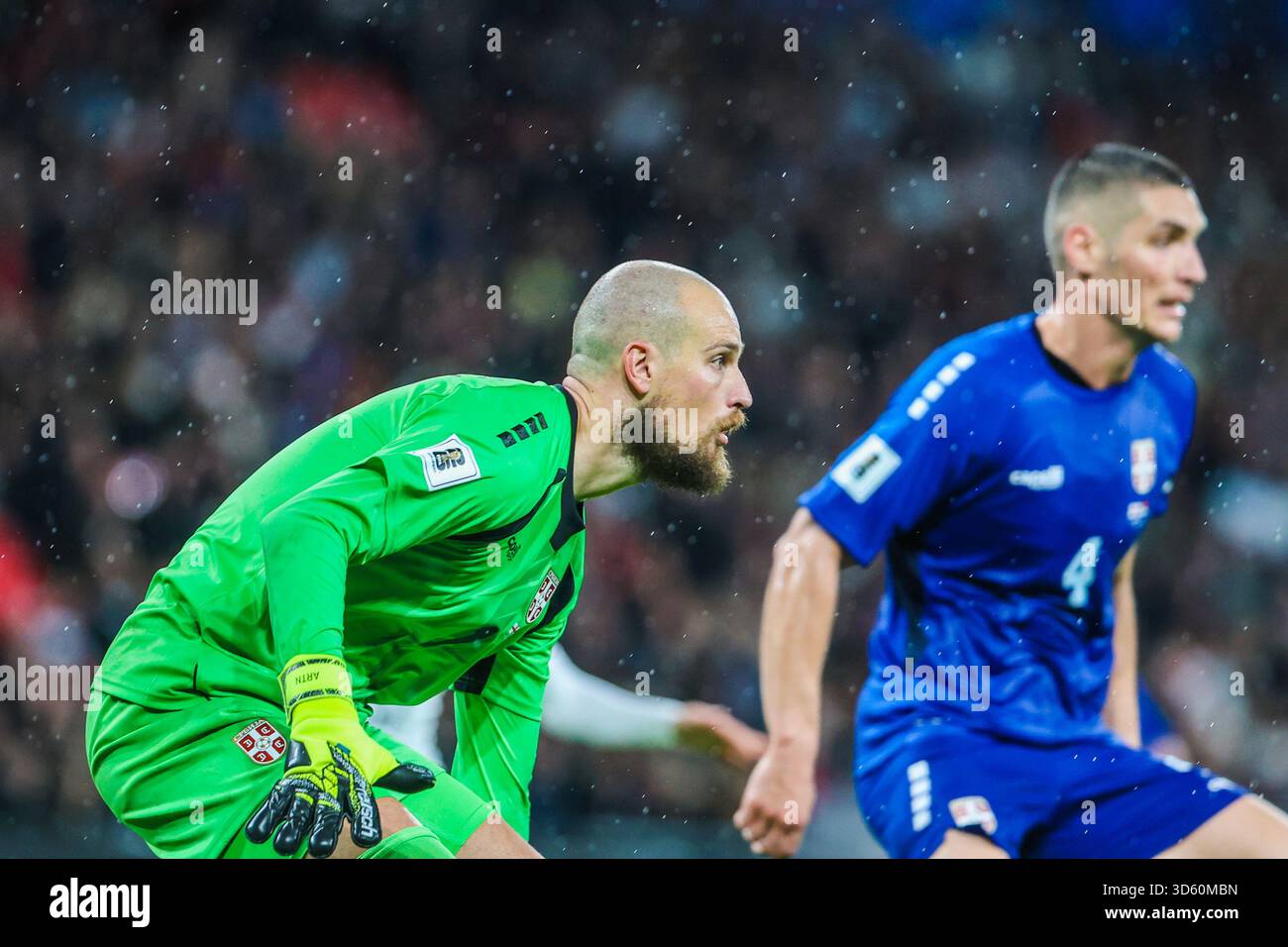 London, UK. 13th Nov, 2025.Serbia's goalkeeper Predrag Rajkovic during ...
